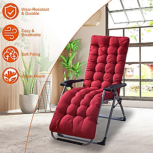 iMounTEK Lounge Chair Cushions 67x22x4in Thickened Padding Chaise Lounger Cushion Recliner Rocking Chair Sofa Mat Pad Chair Cushion for Indoor Outdoor Furniture, Zero Gravity Chair Cushion/Red