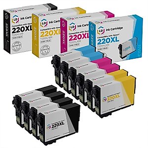 LD Products Remanufactured Replacement for Epson 220XL Ink Cartridges 220 XL (4 T220XL120 Black 2 T220XL220 Cyan 2 T220XL320 Magenta 2 T220XL420 Yellow 10-Pack) for XP320 XP 420 WF-2650 WF2660 WF-2750