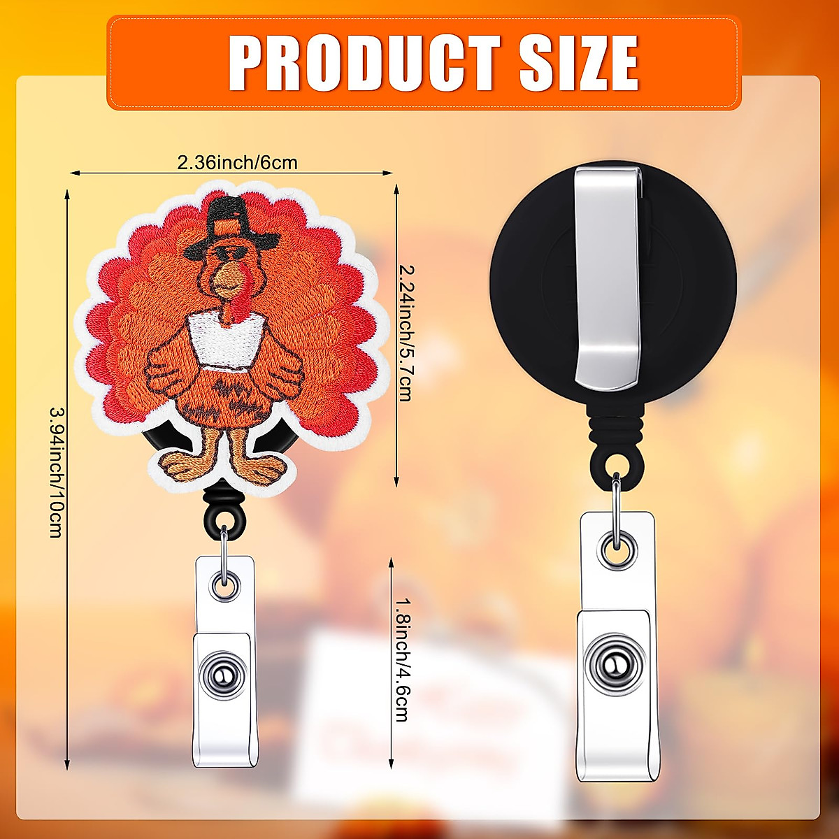 Tinlade 24 Pcs Thanksgiving Badge Reel Retractable Thanksgiving Pumpkin Badge Holders Cute Nurse Badge Reel Holiday Badge Holder with Swivel Clip ID Holder for Nurses, Doctor, Student Teacher Office