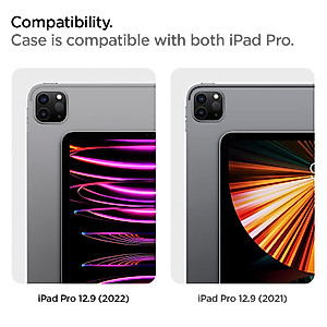 Spigen Rugged Armor Pro Designed for iPad Pro 12.9 inch Case M2 6th Generation (2022) / 5th Generation (2021) with Pencil Holder - Black