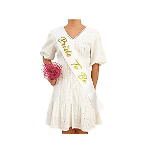 Bride and Groom to Be Sash Set, White and Black Satin Soft Sashes with Gold Glitter Letter for Bridal Shower Engagement Bachelorette Party Decorations Supplies