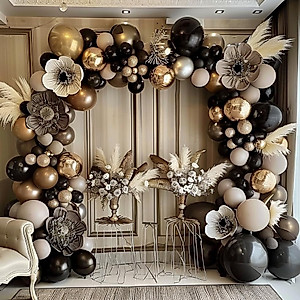 Captank Black Balloons Double Stuffed Balloon Garland Latex Different Size 18/12/5 inch Balloons Arch Kit for Birthday Anniversary Holiday New Year Halloween Ridder Star Wars Theme Party Decorations