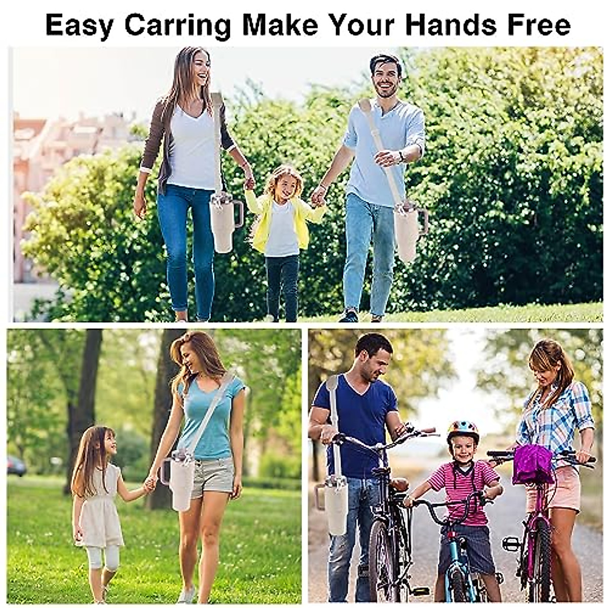 Stanley Cup Holder with Adjustable Shoulder Strap, Stanley Carrier Bag for 40oz Adventure Quencher & H2.0 Flowstate Tumbler with Handle, 40 Oz Tumbler Accessories Sleeve, Stanley Carrying Strap