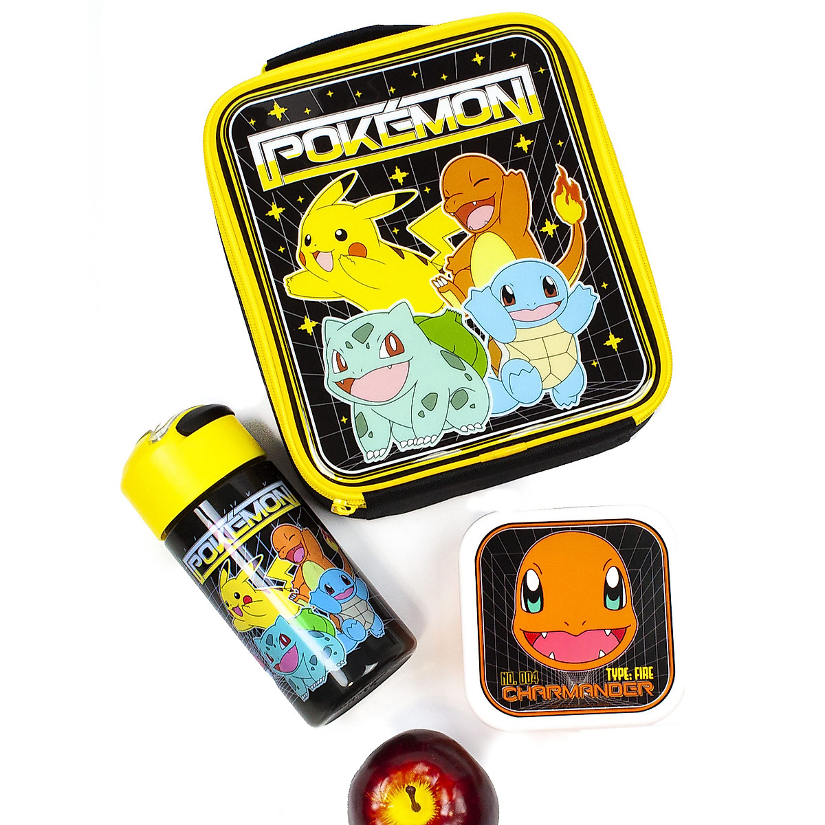 Pokemon Lunch Bag 5 Piece (Food Bag Water Bottle 3 Snack Pots) One Size