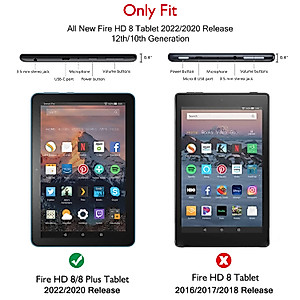 Fire HD 8 Tablet Case, Amazon Fire 8 Tablet Case, Kindle Fire 8 Case Kids(Fit for 2022 12th & 2020 10th Generation)-Auorld Kids-Proof Case Cover for Amazon Fire HD 8 & 8 Plus Tablet-Pink