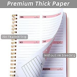 Undated Weekly Planner- Weekly Goals Notebook, A5 To Do List Planner, Habit Tracker Journal with Spiral Binding, Tracker and Goal Planner, 5.7 x 8.0 inches