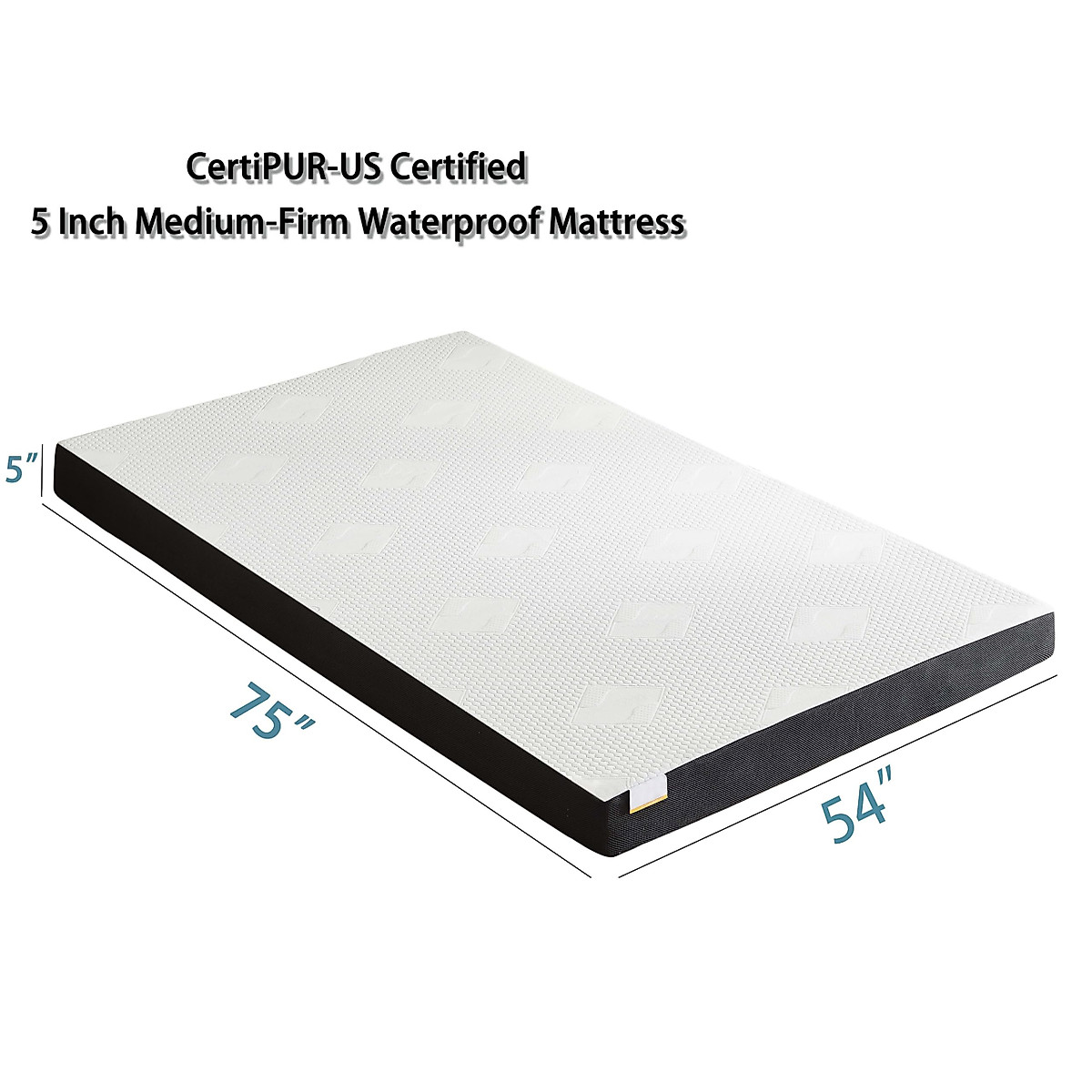 Generic 5 Inch,Memory Foam Mattress,Full Size,Medium-Firm Waterproof Cover,Bed Mattress in a Box for Kids Adult CertiPUR-US Certified, White