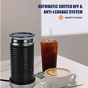 Milk frothing machine，Automatic milk frother，Electric for Hot & Cold Froth, Froth Or Heat Milk，Multifunctional milk frother，Automatic off & Easy Cleaning, Silent Operation (black)