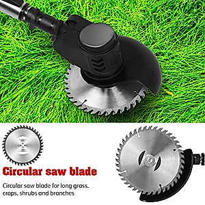 Decsix String Trimmer Weed Eater, Battery Powered 24V Foldable Cordless Lawn Edger/Mower , Telescopically Adjustable Length Weed Eater Tool for Garden and Yard, Charger Included (2 x Battery - Black)