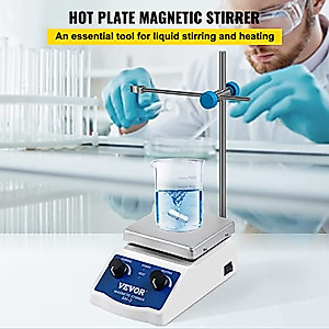 Happybuy Magnetic Stirrer SH-2 Heating Plate 1000ml Magnetic Stirrer Hot Plate 0-2000 RPM Magnetic Stirrer Kit 180W Heating Power 380°C for Lab Liquid Mixing Heating