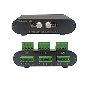 TENEALAY 2-Way Stereo Amplifier Speaker Selector, AB Speaker Switch 2 Zone Distribution, Amp Switcher Box, SPK Controller A21