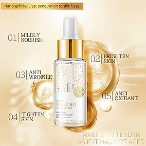 24k Gold Collagen Booster Serum, Snail 24k Gold Face Serum, 24k Gold Snail Serum, Snail Essence Face Cream Moisturizer, Facial Serum Anti Aging with Collagen Booster (2pcs)