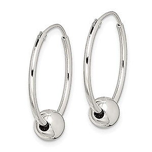 925 Sterling Silver Bead Endless Round Hoop Earrings