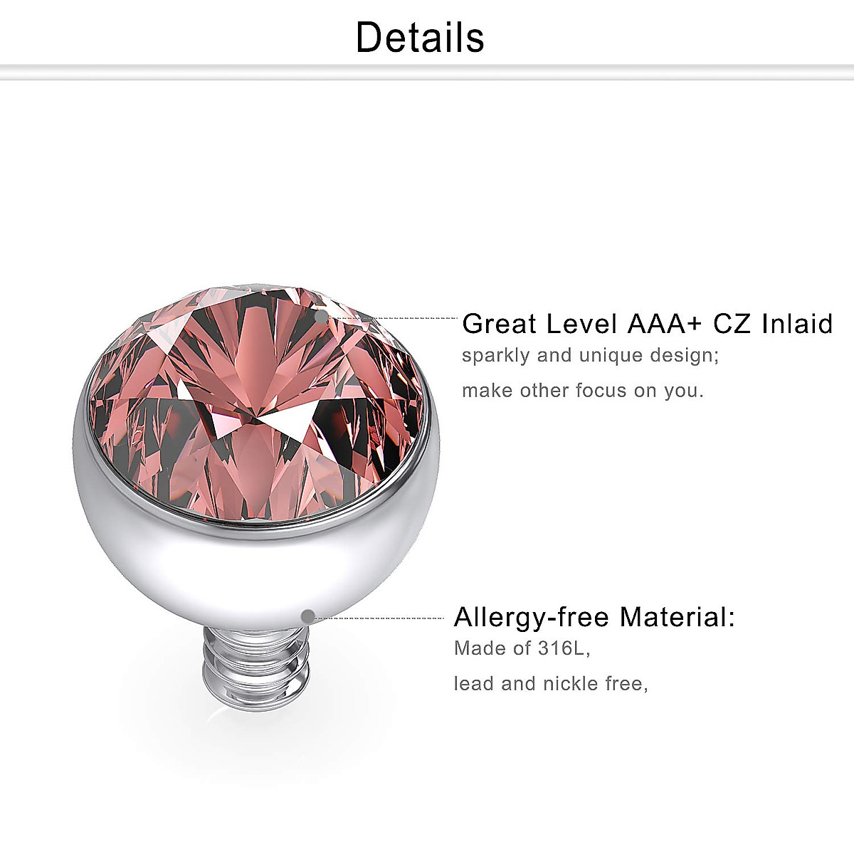 Dyknasz 26PCS 14G Grade 23 Titanium Dermal Anchor Tops Internally Threaded Mixcolor Gem for Women Men 3mm