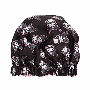 Bioworld Kuromi Character All-Over Print Reversible Sleep Bonnet Multicolor