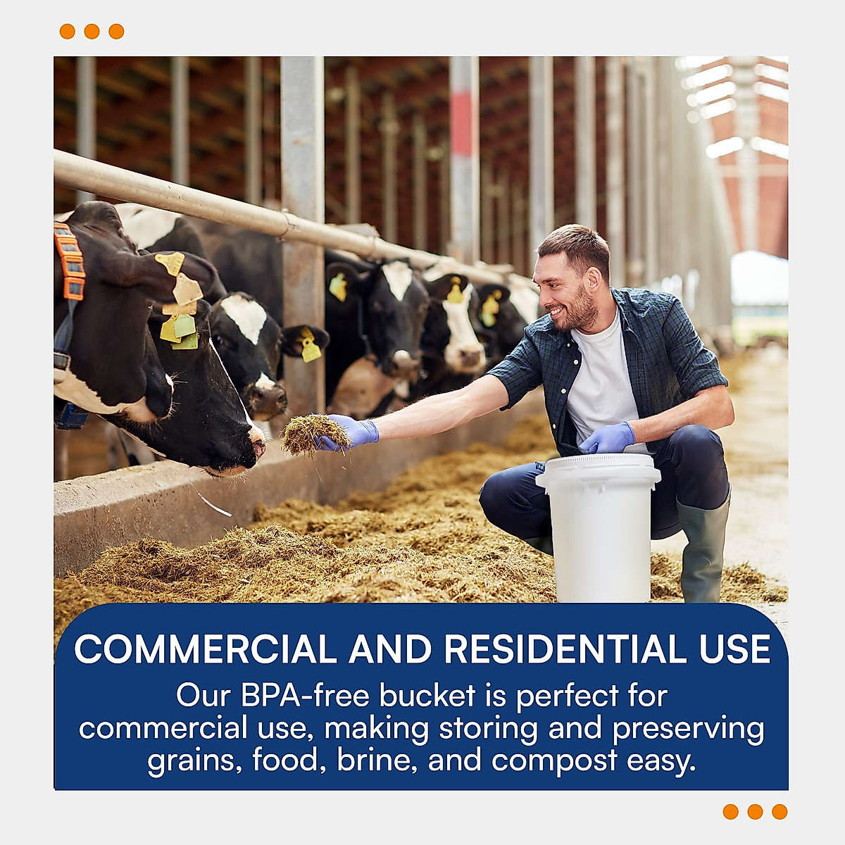 5 Gallon White BPA Free Durable Food Grade Bucket With Screw Lid | All Purpose Specialty Storage Plastic Pail Safety | Air-tight Design with Child Resistant Button - 2 PACK