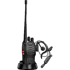 Arcshell Rechargeable Long Range Two-Way Radios with Earpiece 2 Pack Walkie Talkies Li-ion Battery and Charger Included
