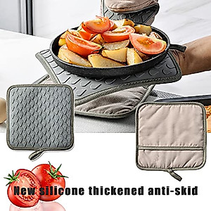 COMUSTER Silicone Pot Holders, with Gasket, Oven Heating pad, Non-Slip Silicone Surface Pot holdersr (Pot Holders Gray)
