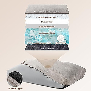 EHEYCIGA Shredded Memory Foam Dog Beds for Large Dogs, Waterproof Orthopedic Large Dog Bed for Crate with Washable Removable Cover, Pet Bed Dog Mattress Dog Pillow with Non-Slipped Bottom, Grey