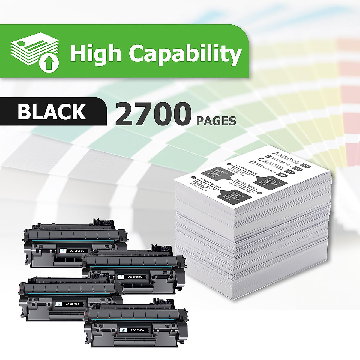 Aztech Compatible Toner Cartridge Replacement for HP 80A CF280A 80X CF280X for HP Pro 400 M401A M401D M401N M401DNE MFP M425DN Printer Ink(Black, 4-Pack)