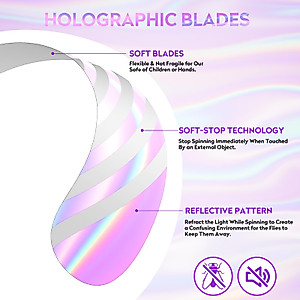 Fly Fans for Tables, Fly Fans Keep Flies Away from Patio, Portable Outdoor Picnic Fan with Holographic Blades for Picnic, Party, Restaurant, Kitchen, Camping and BBQ 4 Pack