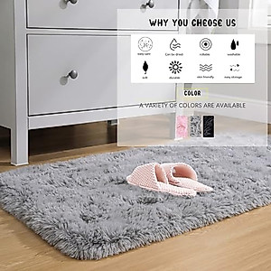Unirea Fluffy Runner Rugs for Bedroom Living Room,2x6 Hallway Runner Rugs, Non Slip Soft Shaggy Bedside Rug Carpet for Dorm Kids Nursery Girls Room Home Decor,Grey