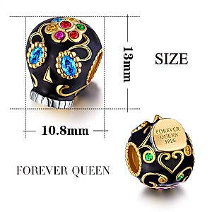 FOREVER QUEEN Skull Charms fit Charms Bracelets, 925 Sterling Silver Sunflower Dia De Los Muertos Bead Multicolor CZ Charm for European Bracelets& Necklace, Best Halloween Gifts for Women