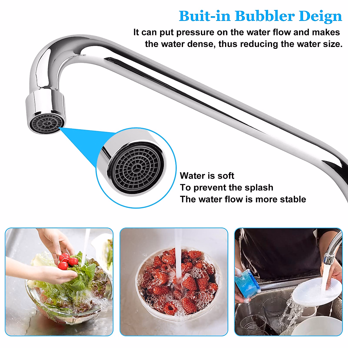 NETISR Swivel Faucet Spout for Commercial Faucet Only, Faucet Replacement Parts Krowne Faucet Parts, Brushed Nickel, 8 inches