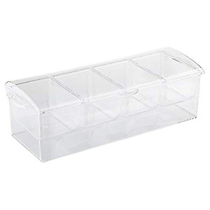 Tablecraft 10008 Bar Condiment Holder, Four - 1.5 Pint Inserts, Clear