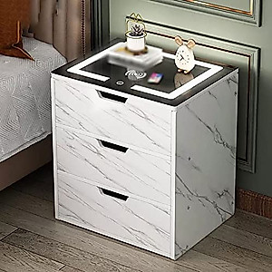 HIGOH Bedside Table Simple Modern Bedside Table Smart Charging with Light Simple Locker Locker Bedroom Bedside Table