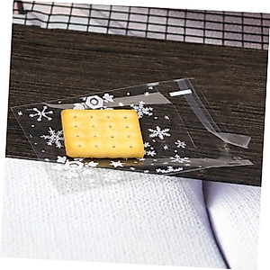 Healeved 200pcs Cellophane Bags Adhesive Snowflake Treat Bags Cellophane Party Bags Shoulder Strap Pads for Bags Cellophane Bags Small Cellophane Bags Pastry Bag To Bake