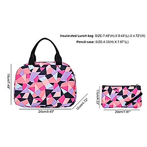 JiaYou Girl Geometric Printed Primary Junior High University School Bag Bookbag 3pcs Backpack Sets(2# Black-3pcs,35 L)