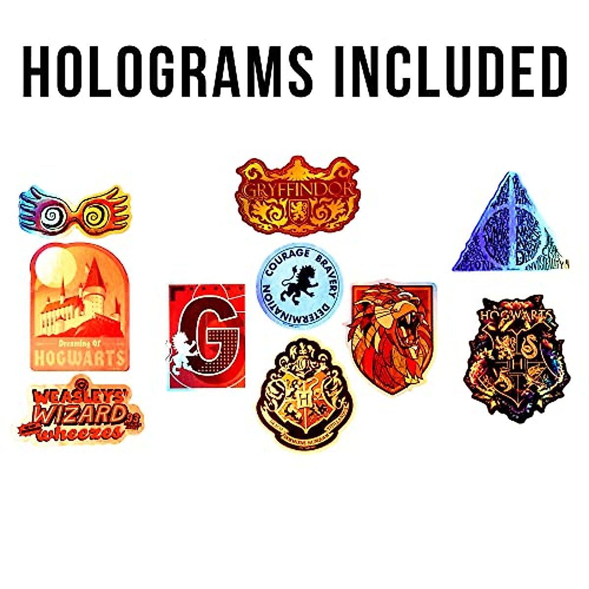 Conquest Journals Harry Potter Gryffindor Vinyl Stickers, Unique Stickers Including Holograms, Waterproof and UV Resistant, Great for All Your Gadgets (120 Pack Variety Bundle)