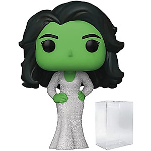 POP Marvel: [She Hulk] Attorney at Law - [She Hulk] in Gala Dress with Glitter Funko Vinyl Figure (Bundled with Compatible Box Protector Case), Multicolor, 3.75 inches