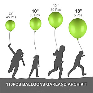 110pcs Apple Green Balloon Garland Arch Kit, 18 12 10 5 Inch s Lime Green Balloon Different Sizes Pack for Gender Reveal Birthday Baby Shower Party Decorations