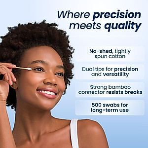Clean Skin Club Clean Swabs | 500CT | One Pointed Tip | Biodegradable + Organic Cotton & Bamboo | Makeup & Nail Polish Touch-ups | Chlorine-Free & Hypoallergenic (500 Count)