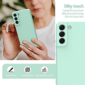 Vanjua [2 Pack] for Samsung Galaxy S22 Case, Stylish Liquid Silicone Slim Full-Body Protective Cover for Samsung Galaxy S22 5G 6.1 Inch Phone Case (Light Cyan+Violet)