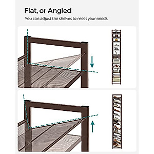 SONGMICS Shoe Rack, 12-Tier Tall Metal Shoe Storage Organizer for Closet, Entryway, Garage, Set of 2 6-Tier Big Stackable Shoes Rack Shelf, Adjustable Feet, Slanted Shelves, Holds 48-60 Pairs, Bronze