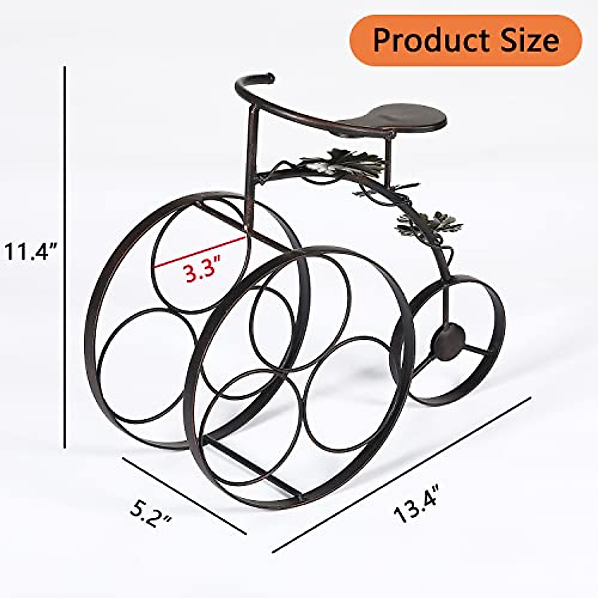 Ironlux Countertop Wine Rack 3 Bottle Tabletop Wine Rack Wine Holder for Display Wine Storage Small Wine Rack Bicycle Shaped Wine Racks for Kitchen Countertop Table Top