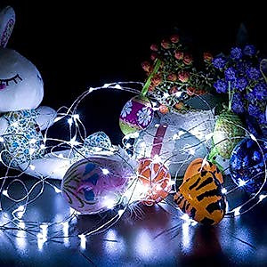 XINKAITE 30 Micro LEDs on 10Feet/3M Fairy Silver Wire Battery Operated String Lights for Wedding Party Christmas Table Decorations, Cold White