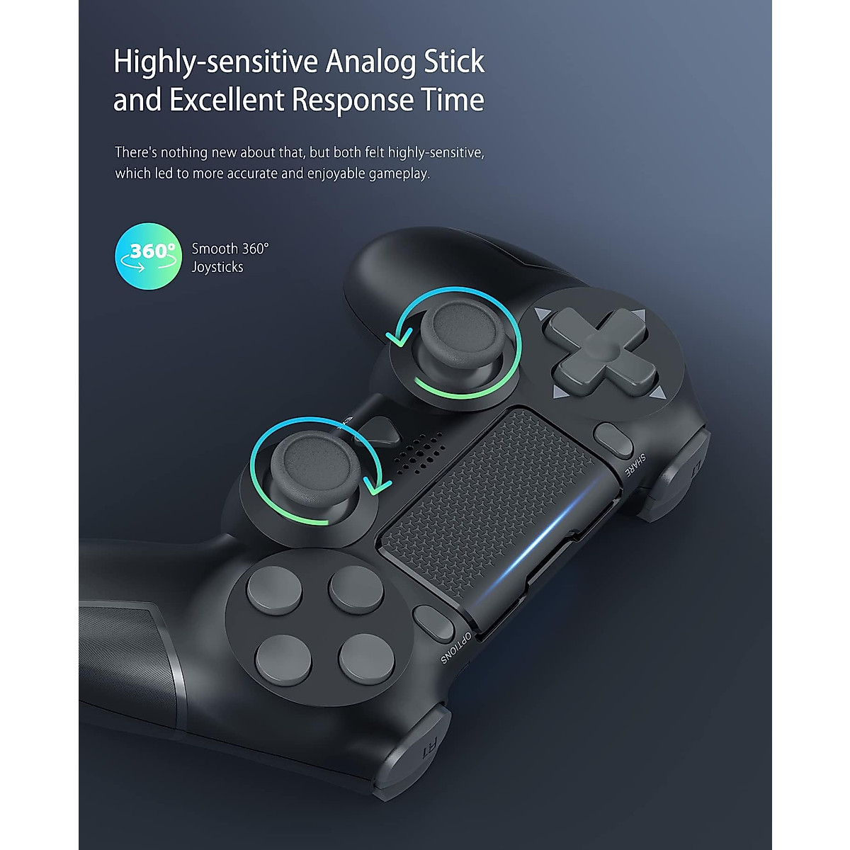 YCCTEAM Wireless Game Controller Compatible with PS 4 Slim with Enhanced Dual Vibration/Analog Sticks/6-Axis Motion Sensor, Compatible with PC/Windows 7/8/10/11
