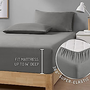 DEGREES OF COMFORT Coolmax Cooling Sheets | Queen Size Bed Sheet Set for Hot Sleepers | Soft Fabric with Deep Pocket, Grey-4PC