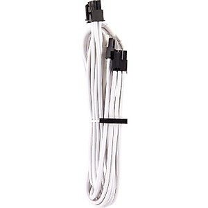 CORSAIR Premium Individually Sleeved PCIe (Single Connector) Cables – White, 2 Yr Warranty, for Corsair PSUs