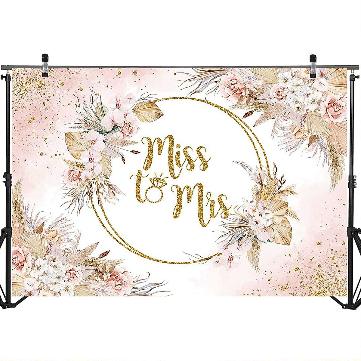 Mocsicka Boho Miss to Mrs Backdrop Bridal Shower Engagement Party Decorations Boho Floral Wedding Bride to Be Engagement Photography Background (7x5ft)