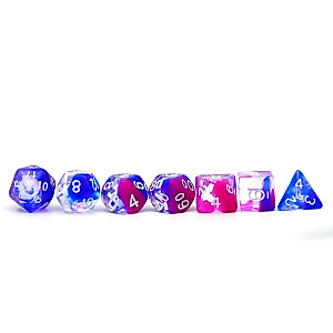 Haxtec DND Dice Set 7PCS Polyhedral D&D Dice for Roleplaying Dice Games as Dungeons and Dragons (Blue Pink Clear)