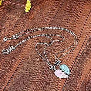 MJartoria BFF Necklace for 2 - Split Heart Mermaid Tail Pendant Best Friends Forever Friendship Necklace Gifts for Girls Best Friend Necklace