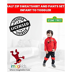 Sesame Street Elmo Infant Baby Boys Fleece Half Zip Sweatshirt and Pants Set red/black 18 Months