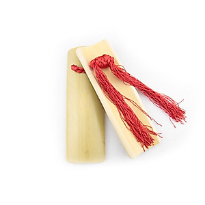 PHYSKOW Chinese Kuaiban Clapper Bamboo Castanets Hand Percussion 1 Pair Traditional Instrument (Yellow)