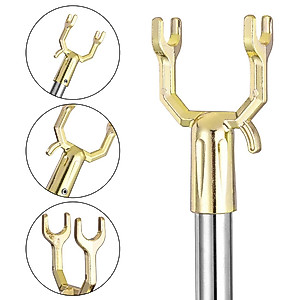 58 inch extended long rod wardrobe clothing telescopic rod with long handle, suitable for high reach areas, clothes drying rod with hook is very suitable for university dormitories