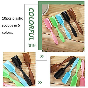 Qioly 10 PCS Plastic Mini Gardening Shovel Spoons Soil Scoops, Cultivation Digging Transplanting Tools for Succulents Potted Flowers, Bath Salt Spoons/ Washing Powder Scoops/ Loose Tea-Leaf Scoops